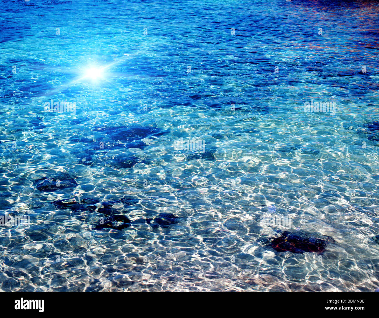 View of a pebbles in water Stock Photo - Alamy