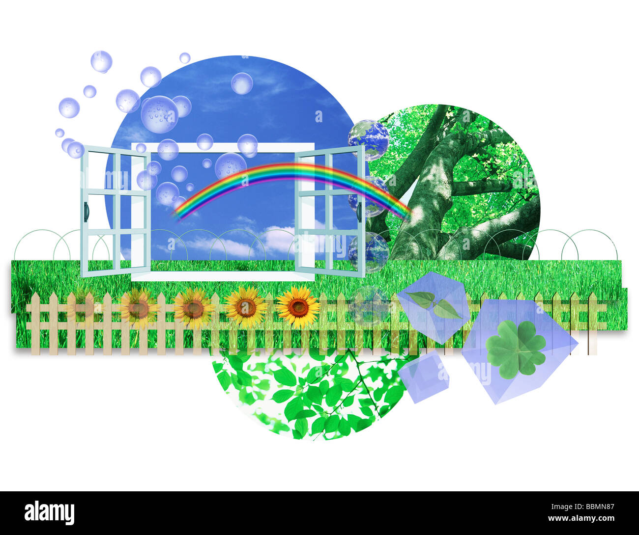 View of rainbow through window Stock Photo - Alamy