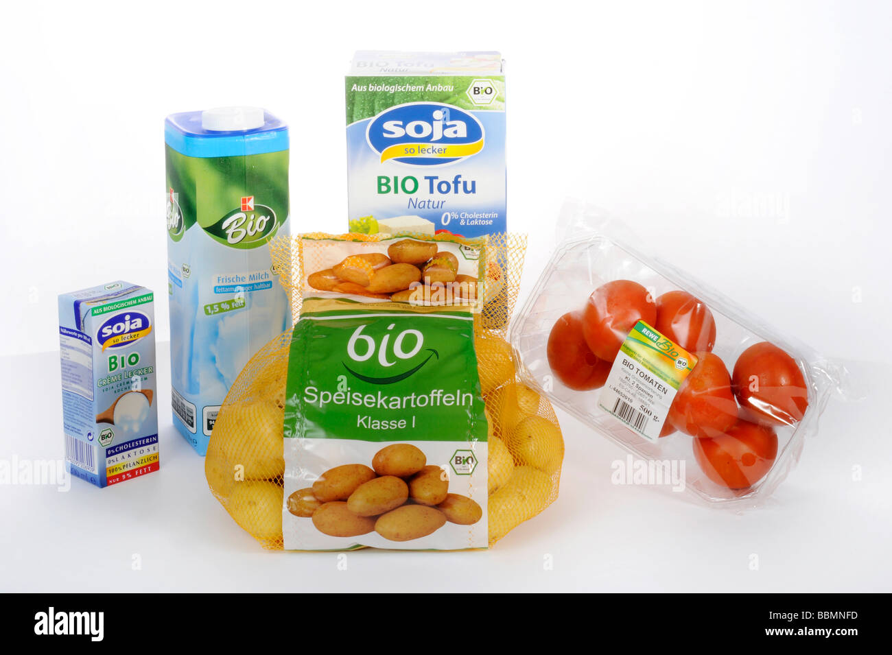 Various foods with organic labeling "bio Stock Photo - Alamy