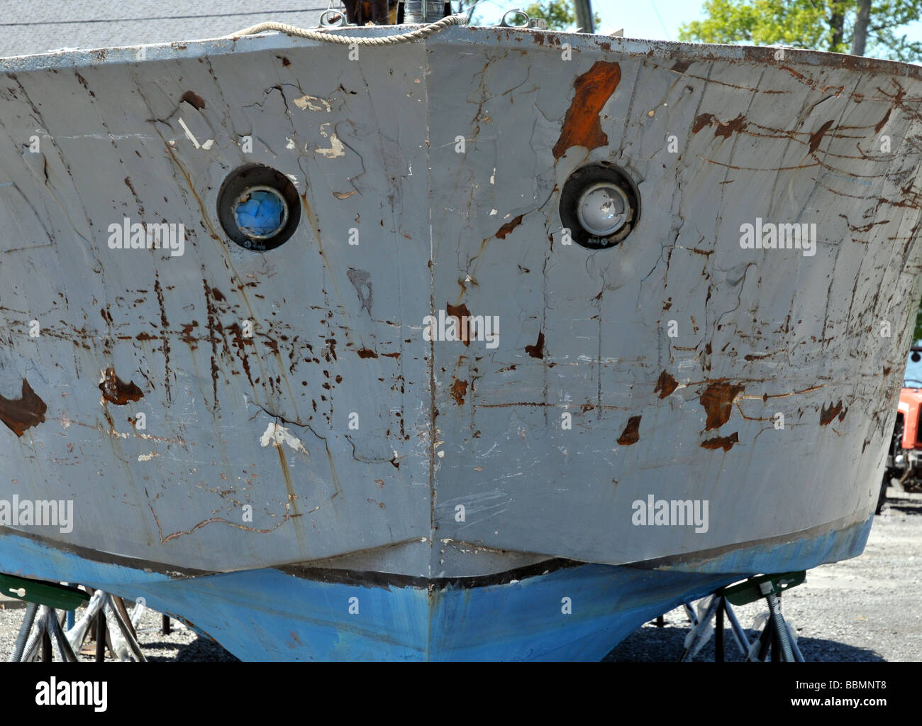 Old boat appears to have a face Stock Photo - Alamy