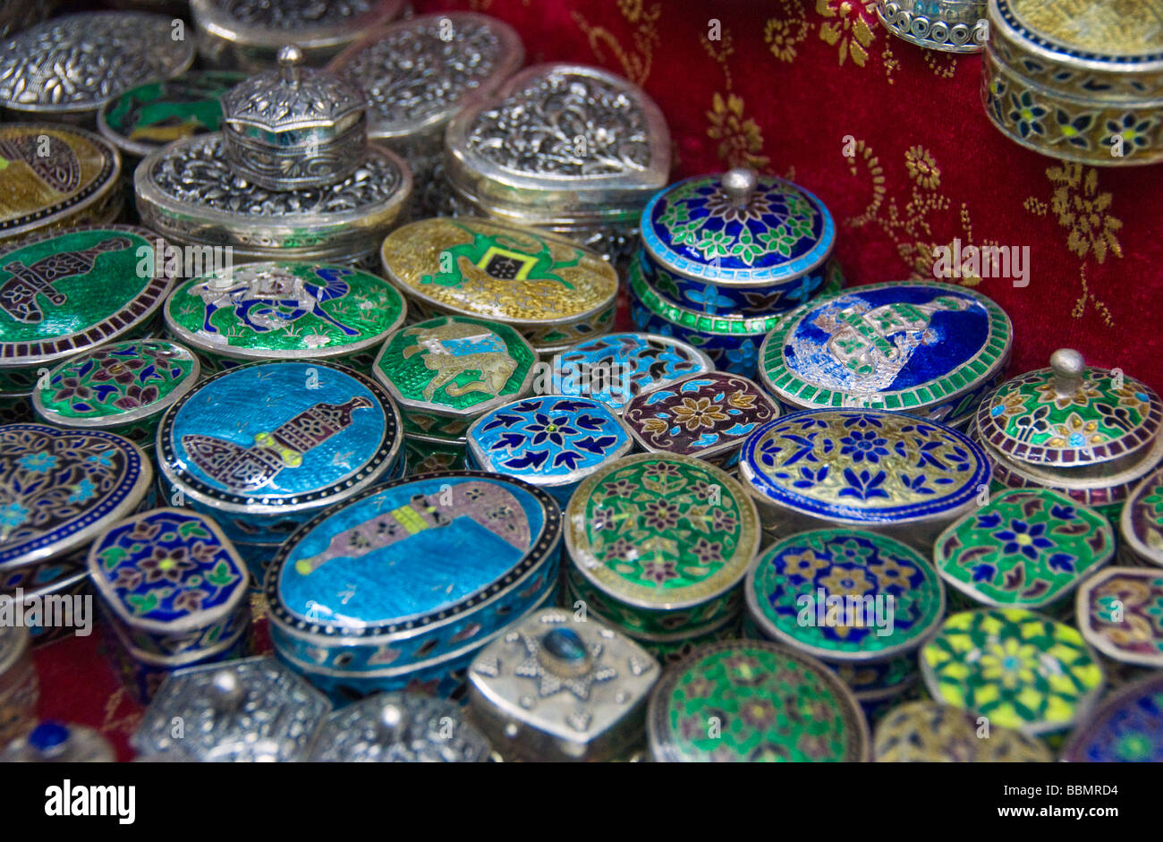 Colorful Boxes in The Mutrah souk Muscat Oman Stock Photo - Alamy
