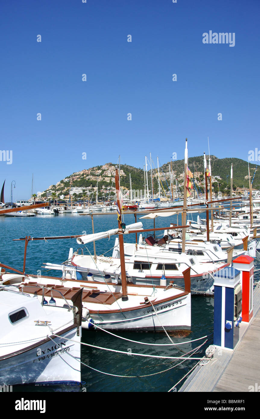 Traditional wooden boats in harbour, Port d’Andratx, Andratx ...