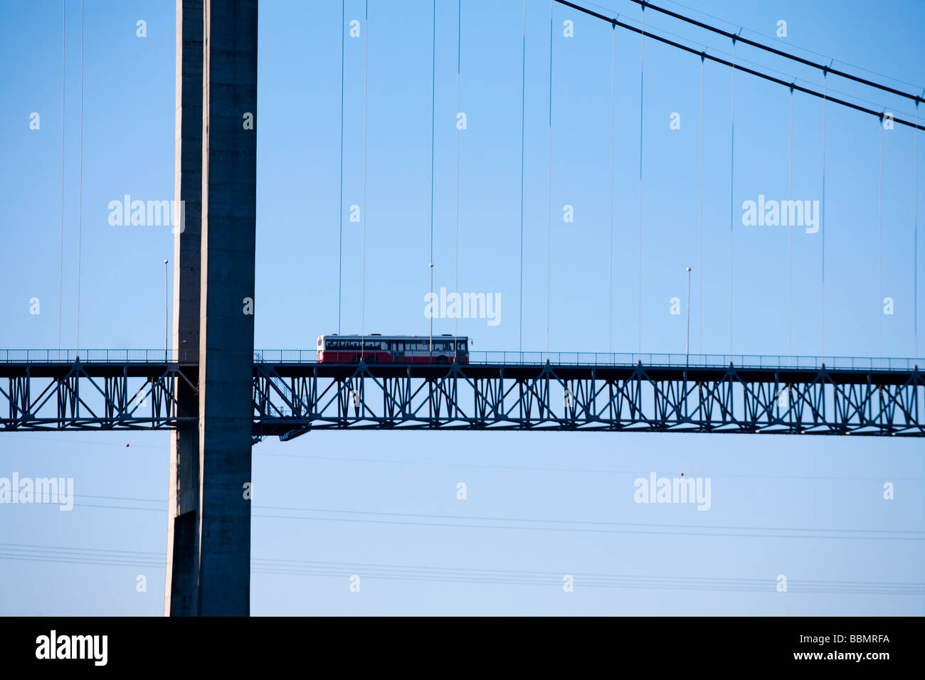 Bus on the bridge Stock Photo - Alamy