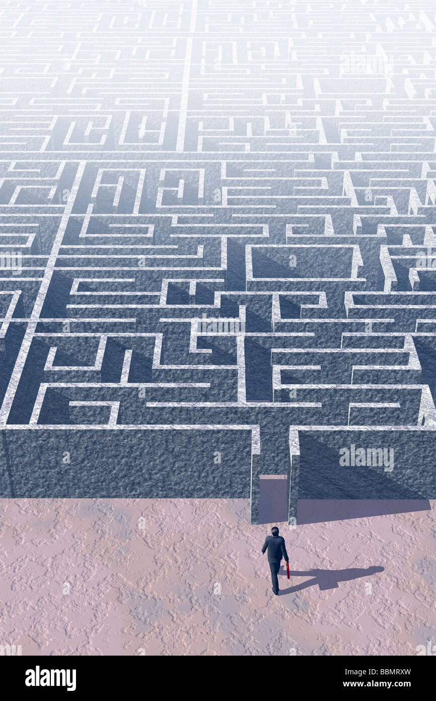 Businessman entering a maze Stock Photo - Alamy