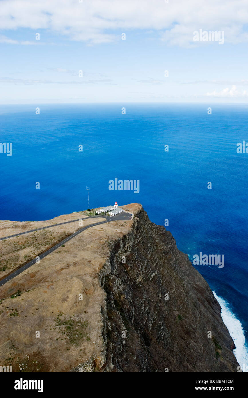 Ponta do Pargo lighthouse seen from a helicopter, Madeira Stock Photo ...