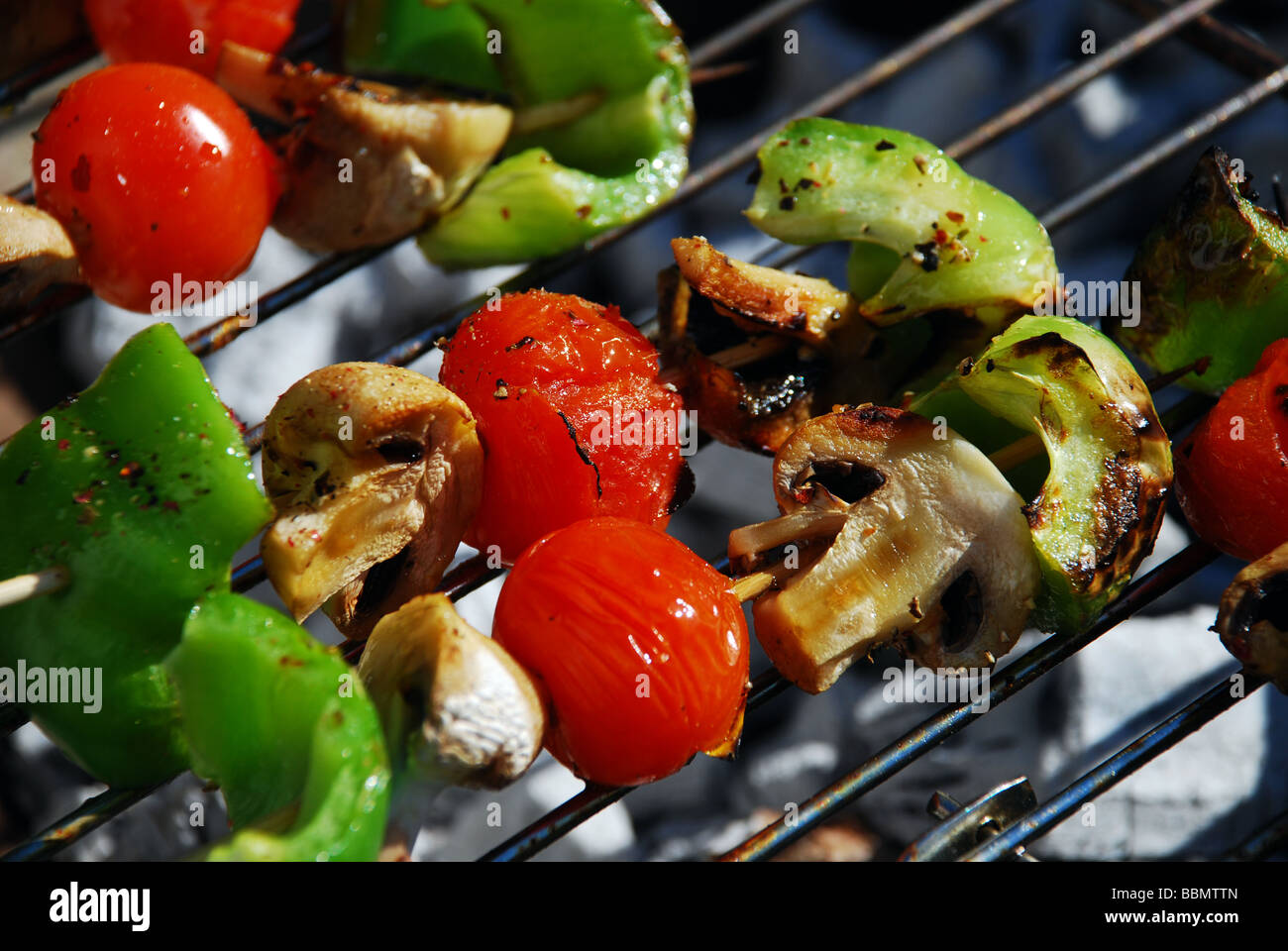 Veg Kebabs at BBQ Stock Photo - Alamy