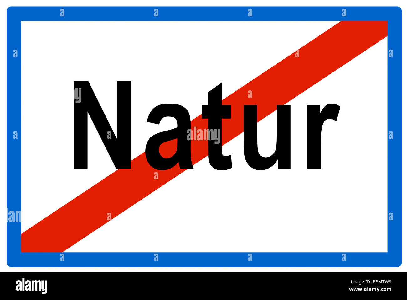 Signboard, Austrian town sign, end of town, "Leaving Nature Stock Photo ...
