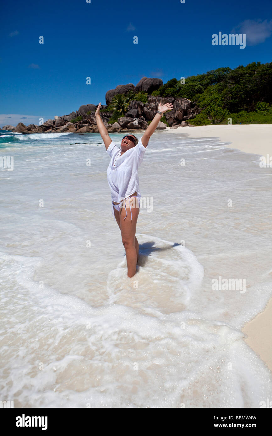 Typical beach on the seychelles hi-res stock photography and images - Alamy
