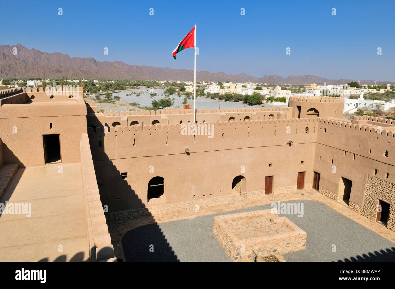 Historic adobe fortification Al Awabi Fort or Castle, Hajar al Gharbi ...