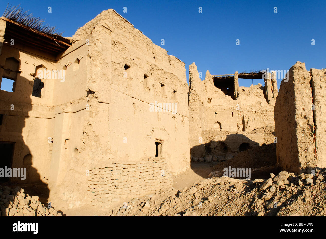 Ruins of the historic adobe city of Al Sulaif near Ibri, Hajar al ...