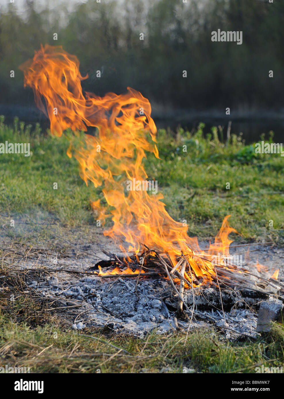 bonfire A flame of fire in the afternoon day Stock Photo - Alamy