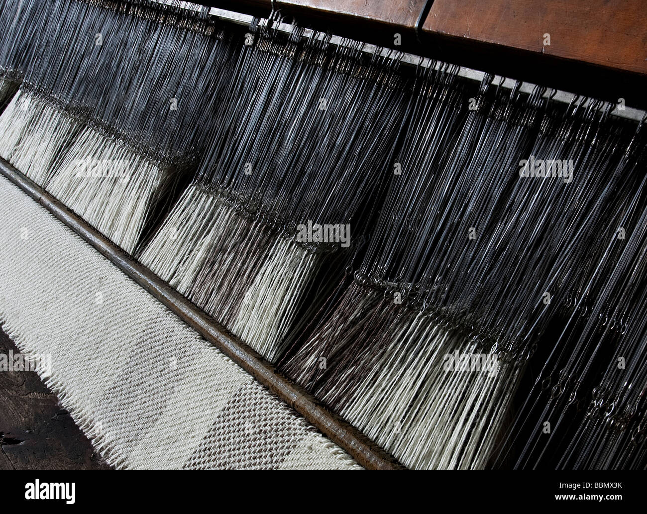 Detail of warp and weft, Knockando Wool Mill, Morayshire, Scotland ...
