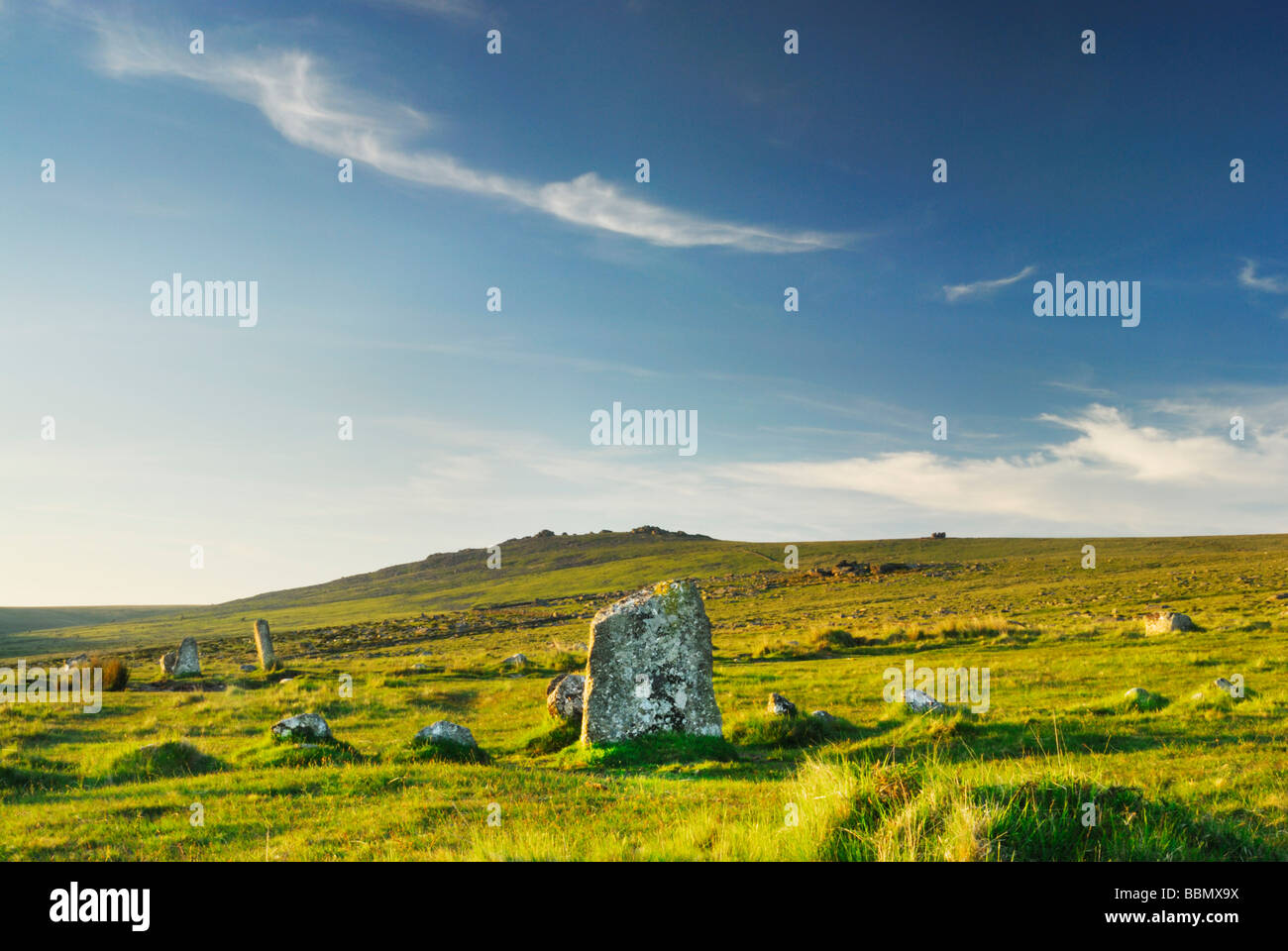 A section of the Merrivale stone rows Dartmoor National Park Devon ...