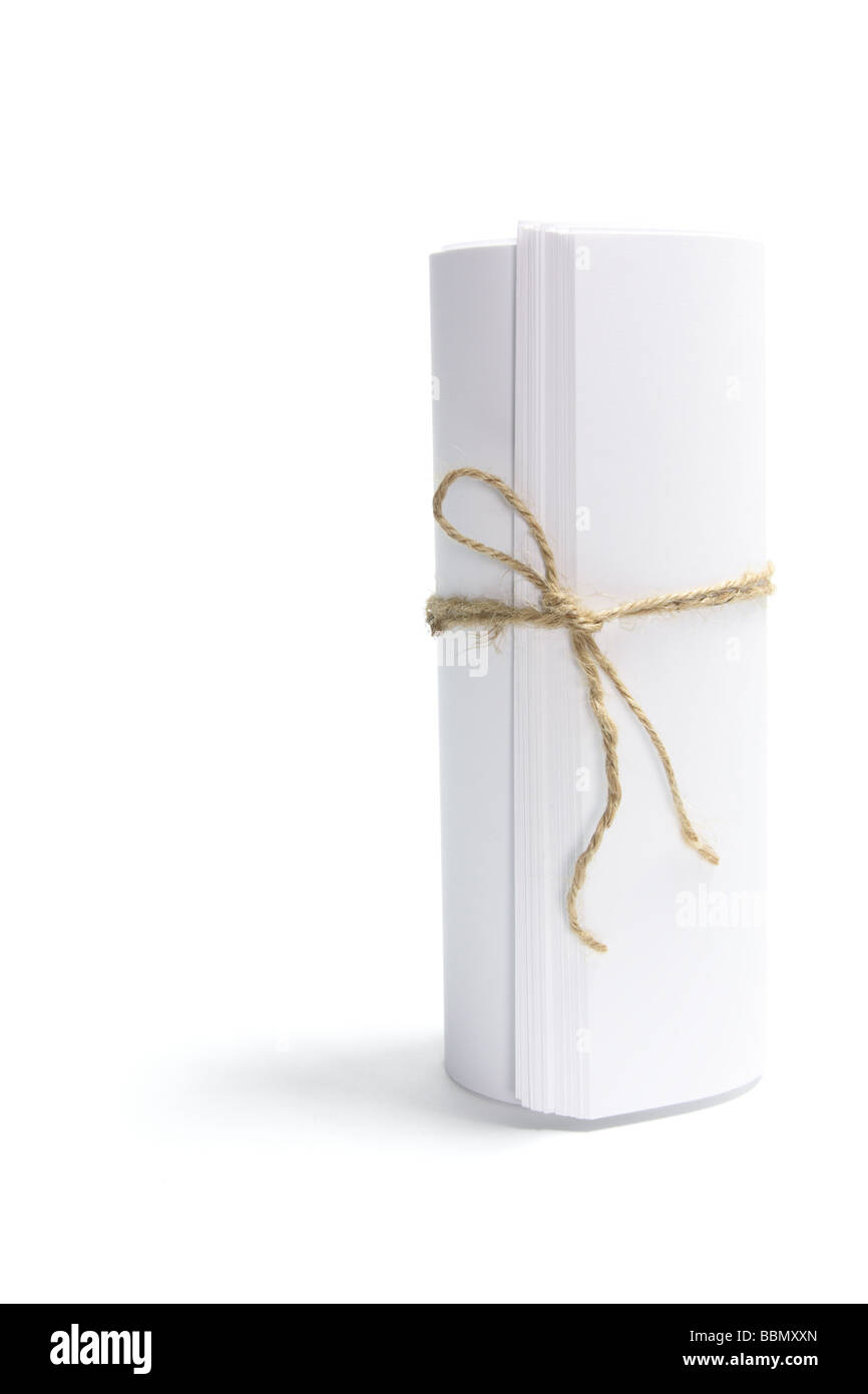 Roll of Papers Tied with String Stock Photo - Alamy