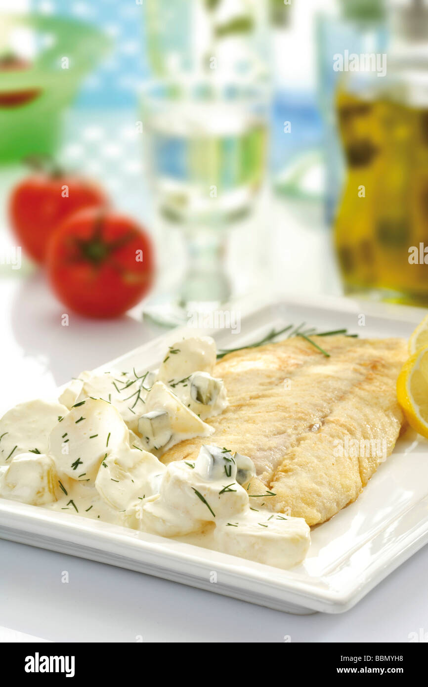 Victoria Perch with potato salad Stock Photo - Alamy