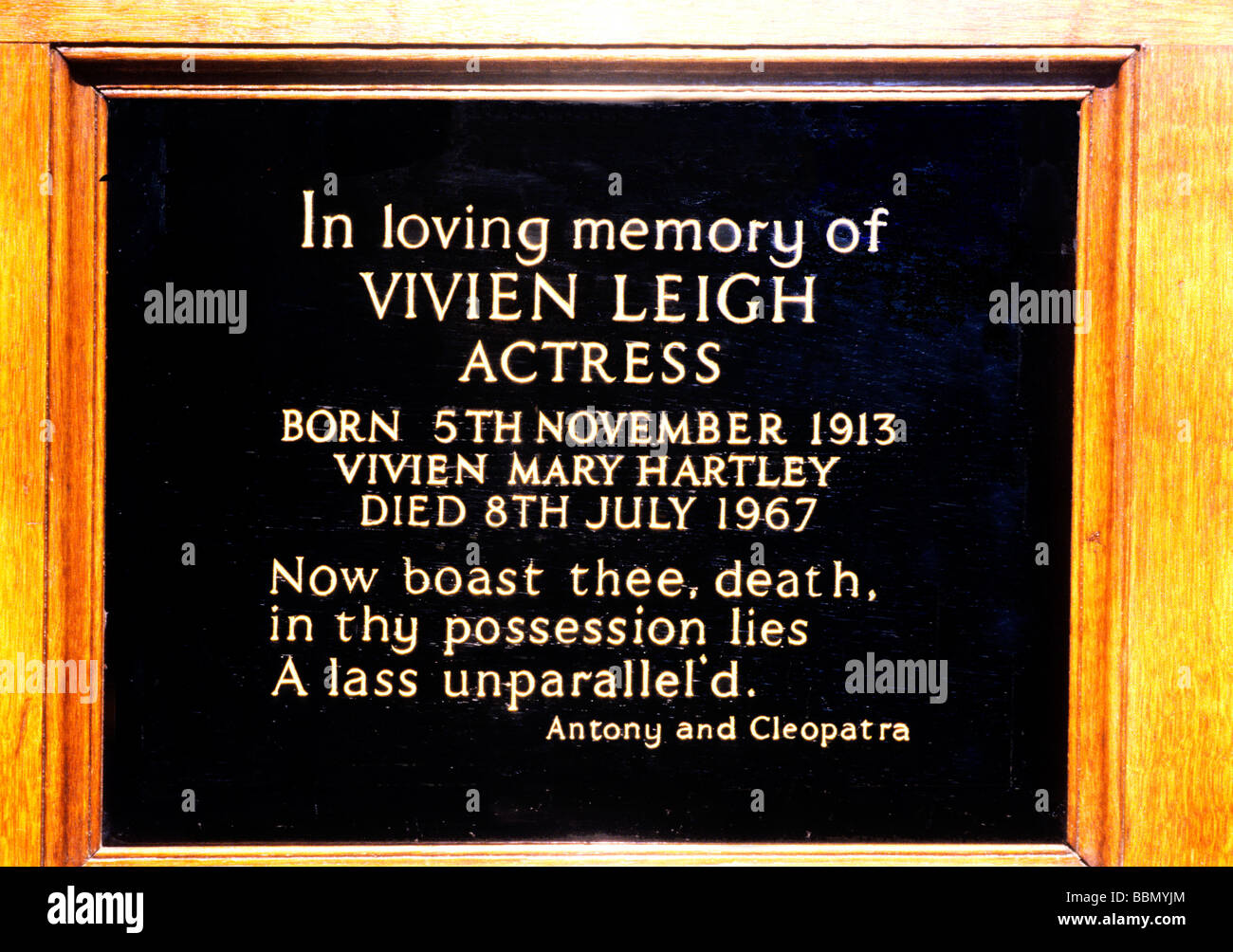 St Paul's Church Covent Garden memorial tablet inscription to Vivienne ...