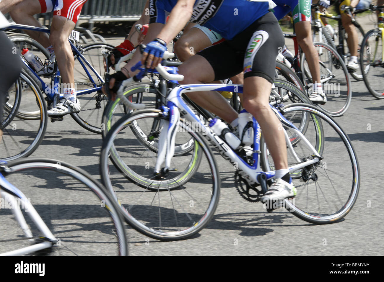 professional bike riders in road street race in city town Stock Photo ...