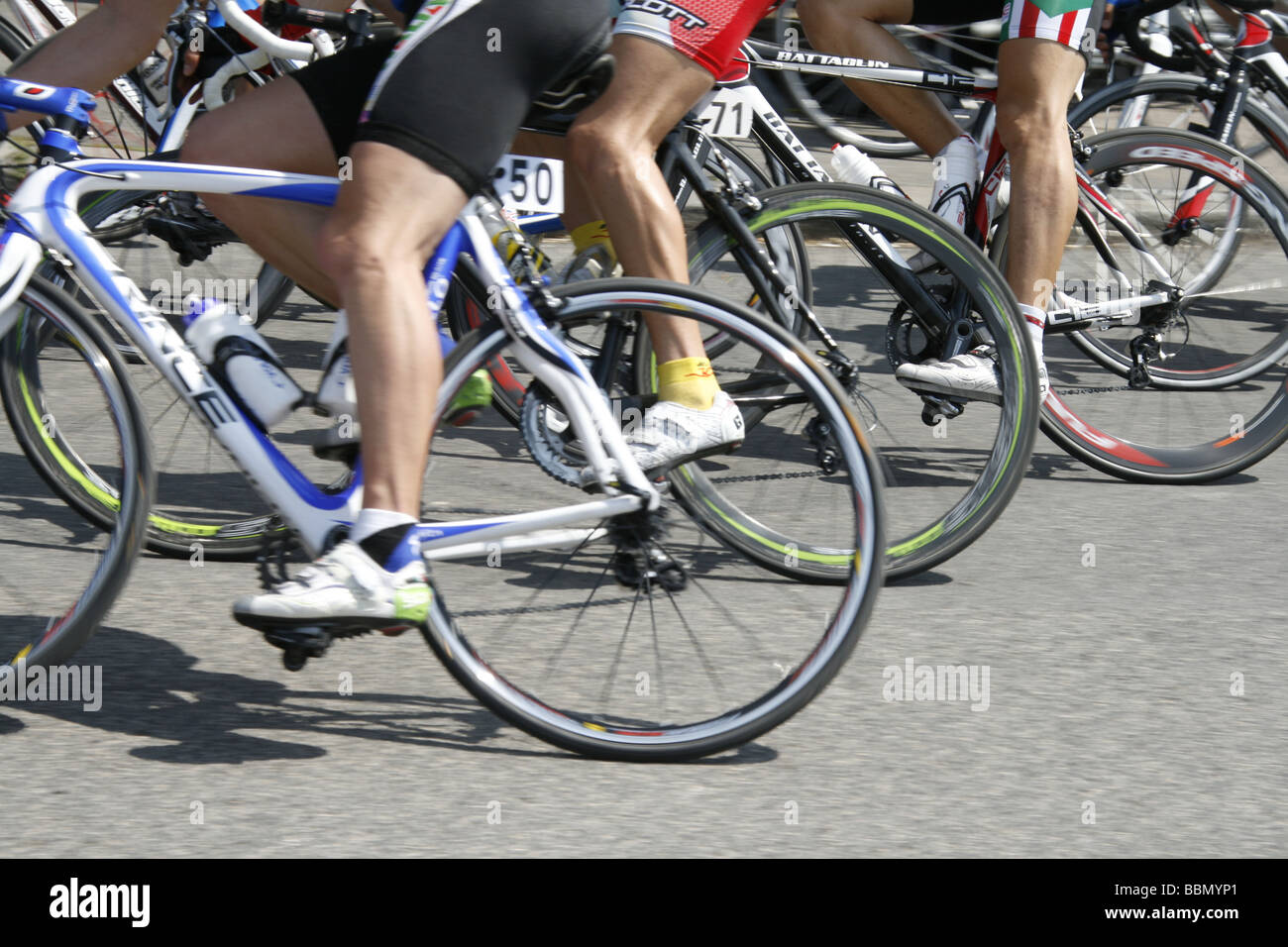 professional bike riders in road street race in city town Stock Photo ...