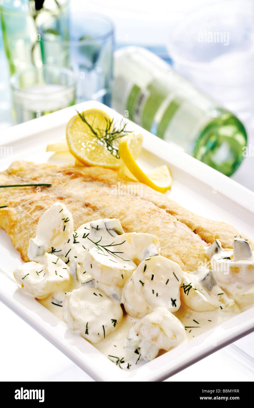 Victoria Perch with potato salad Stock Photo - Alamy