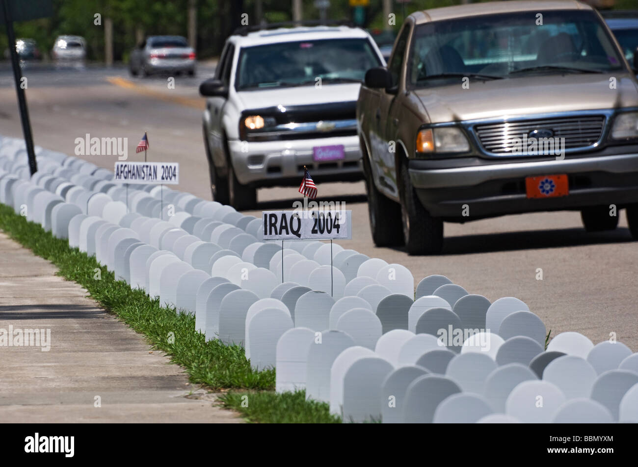 U.S. Memorial Day observance showing headstones representing fallen U.S ...