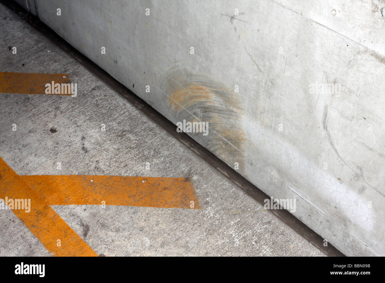 Parking lot stripes and radial scratches scrape mark on concrete Stock ...