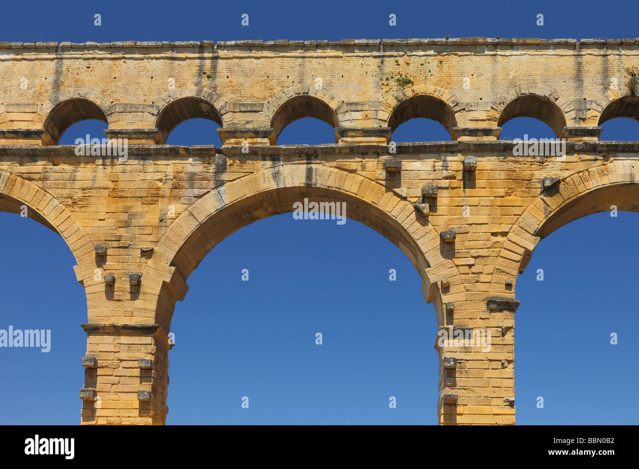 Ancient roman aqueduct Pont du Gard Languedoc-Roussillon France Stock ...