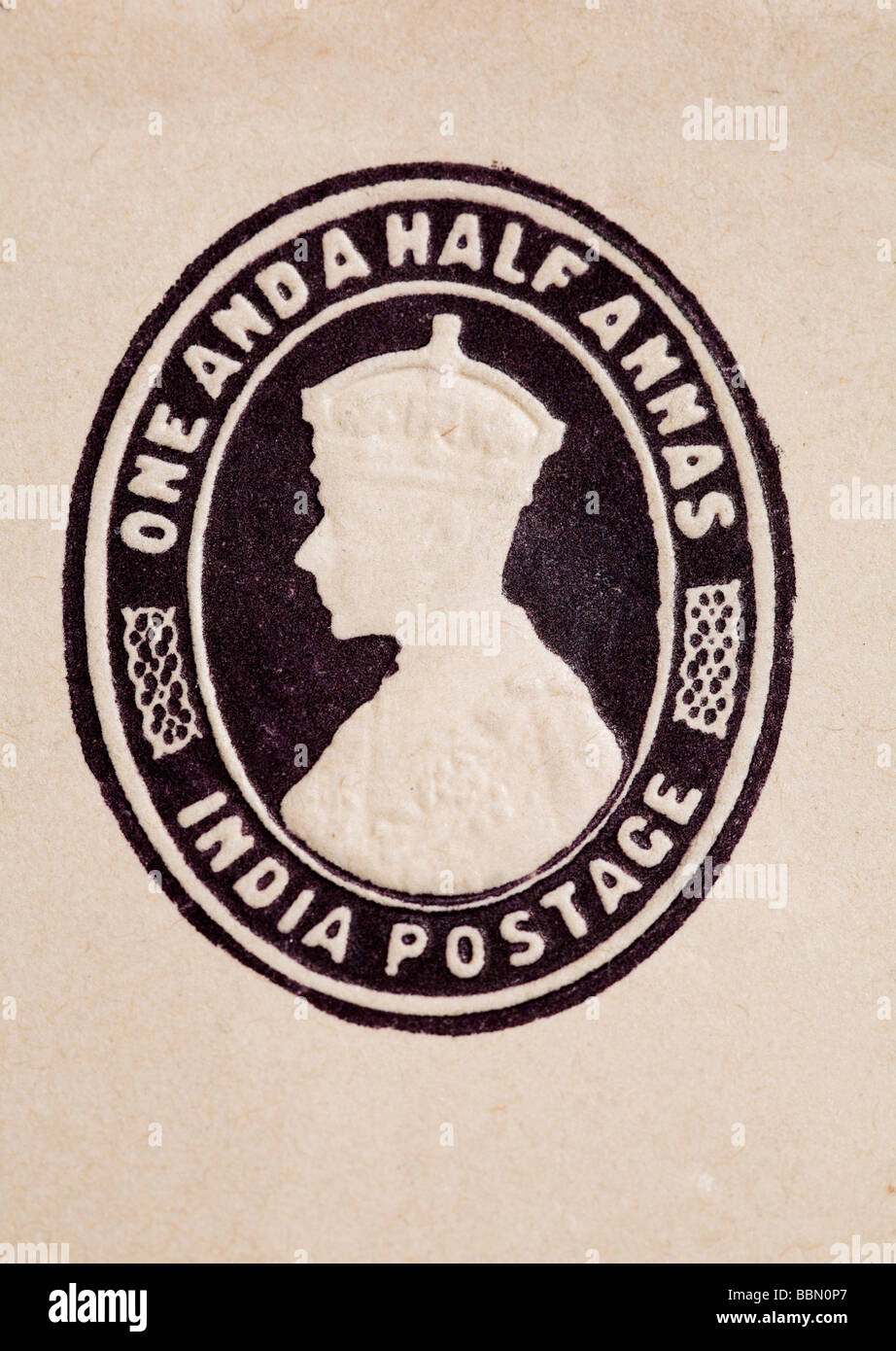 One and a half annas Indian postage stamp Stock Photo - Alamy