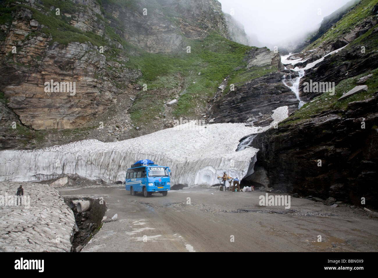 Bus on the route Manali-Leh. Near Rohtang Pass (3978m). Ladakh. India ...