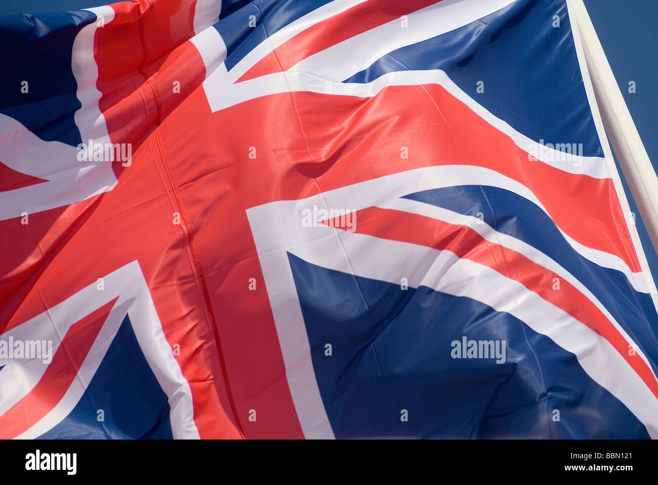 British national flag fluttering in the wind Stock Photo - Alamy