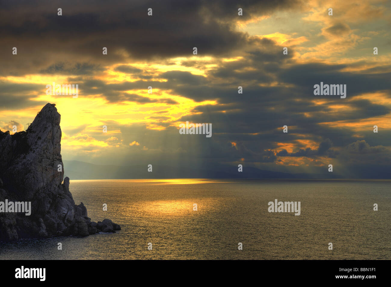 The night sea The sea photographed at a dawn with long endurance Crimea ...