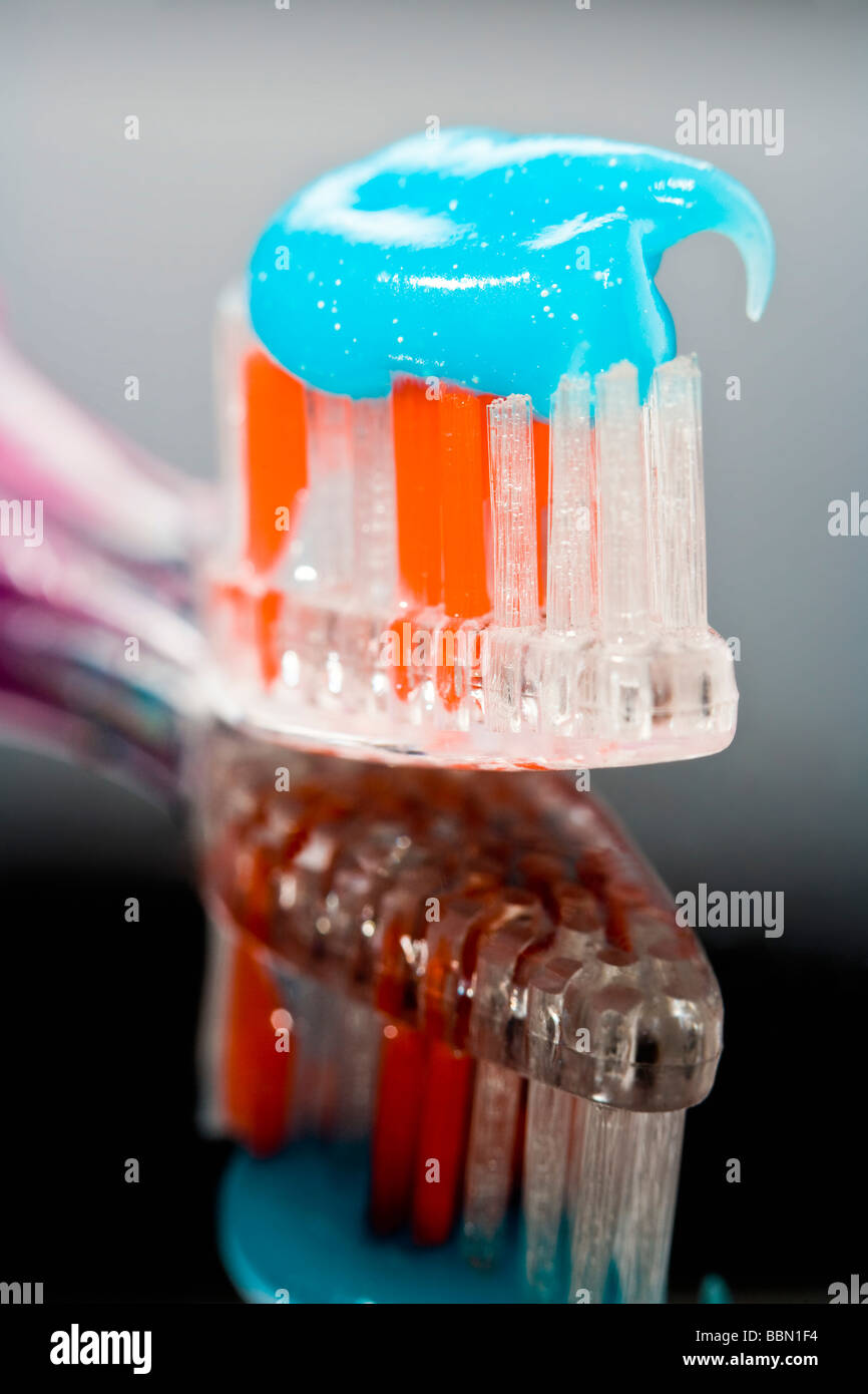 Toothbrush with toothpaste, close-up Stock Photo - Alamy