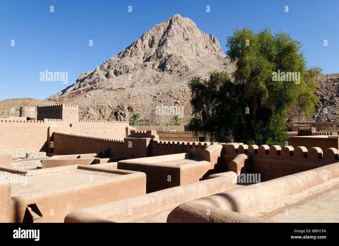 Historic adobe fortification Yanqul Fort or Castle, Hajar al Gharbi ...