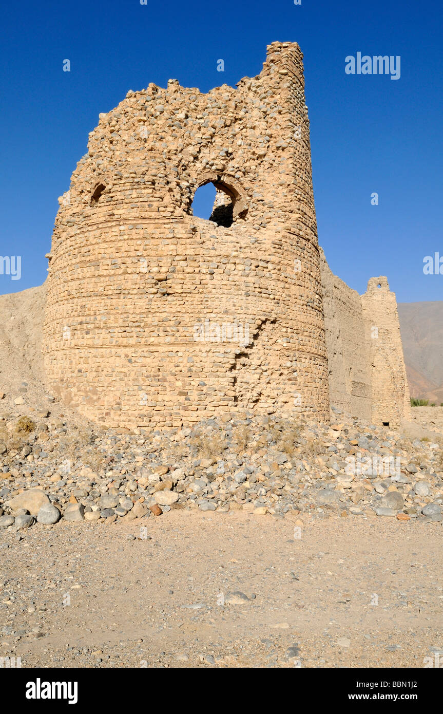Historic adobe fortification, watchtower of Izki Fort or Castle ...
