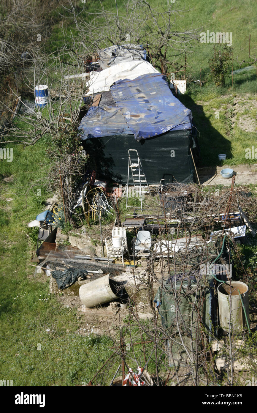 aerial view of a garden allotment Stock Photo - Alamy