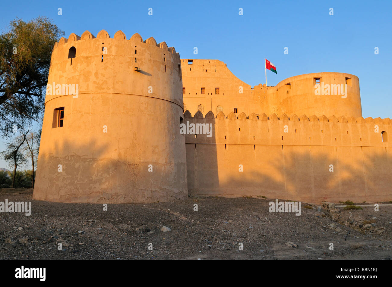 Historic adobe fortification Jabrin fort or castle, Hajar al Gharbi ...