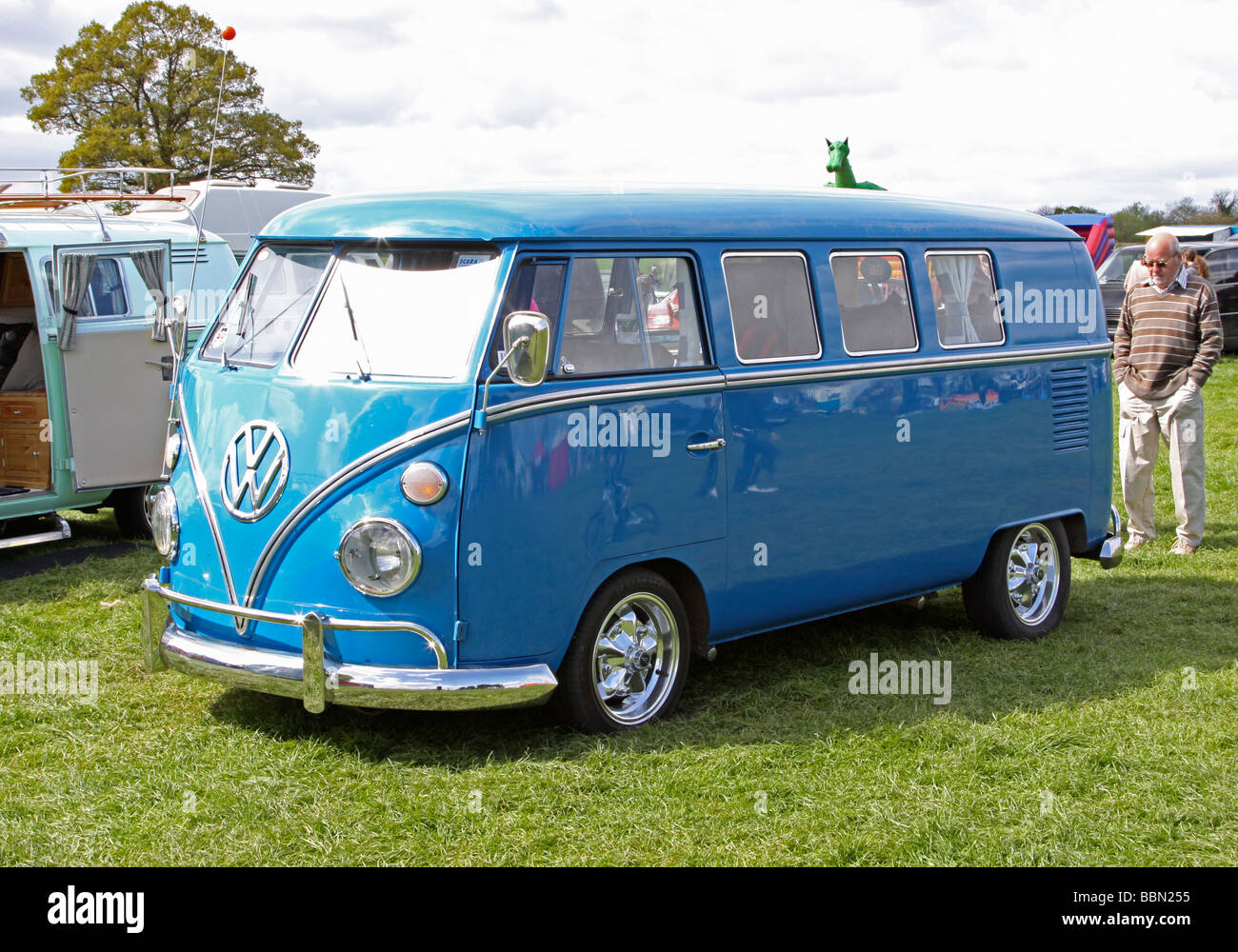Blue VW camper van Stock Photo - Alamy