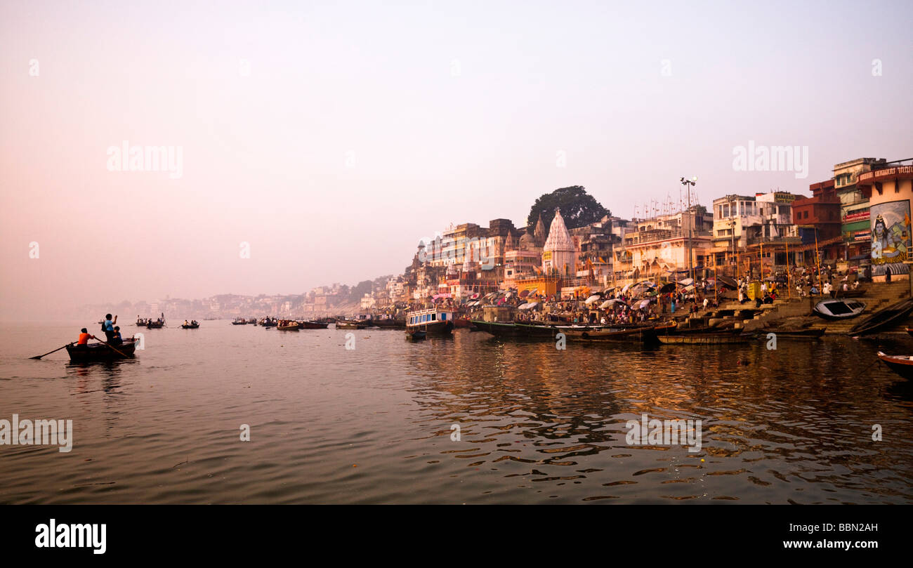 Ganges River,Varanasi,India;Boats on the river Stock Photo - Alamy