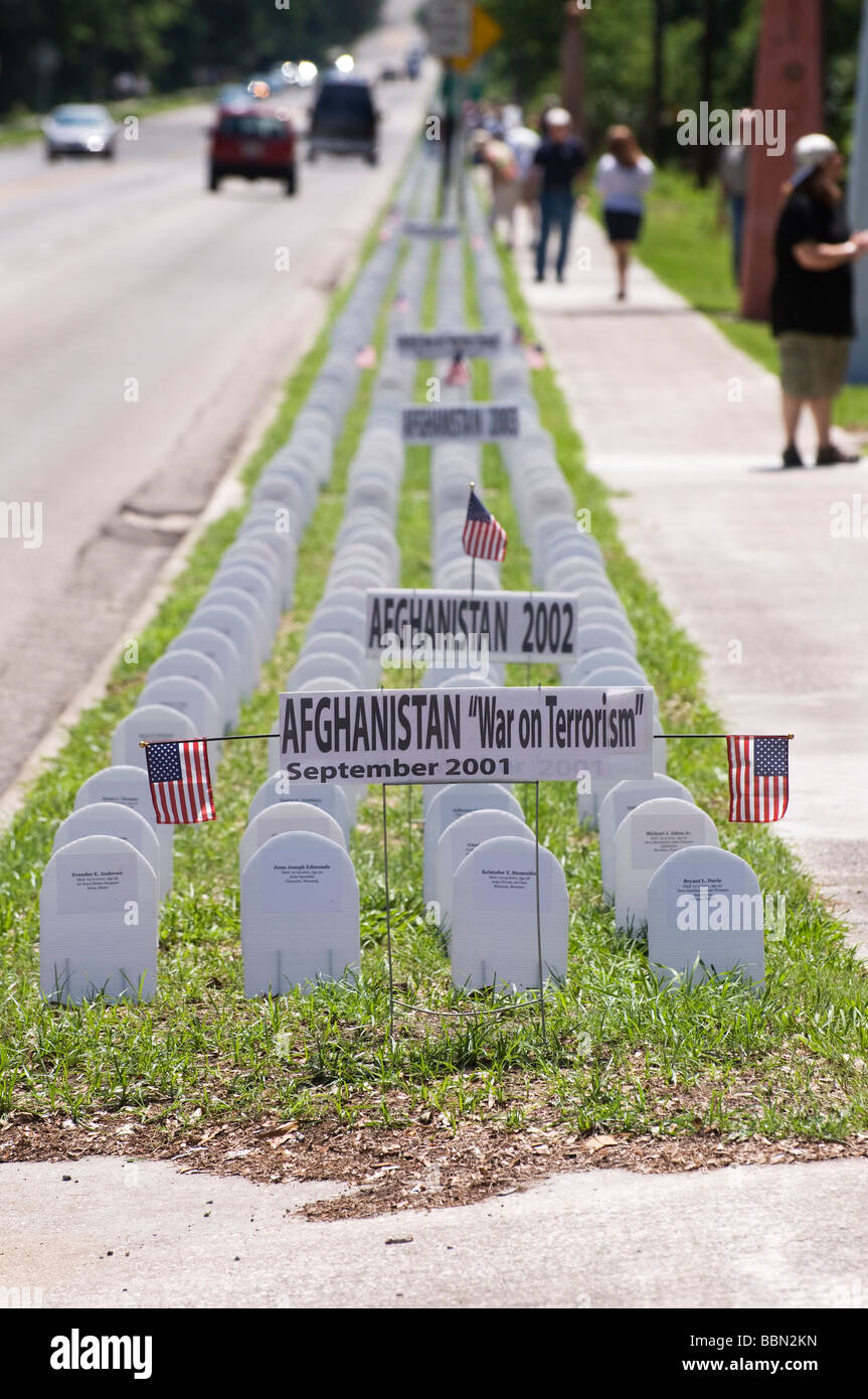 U.S. Memorial Day observance showing headstones representing fallen U.S ...