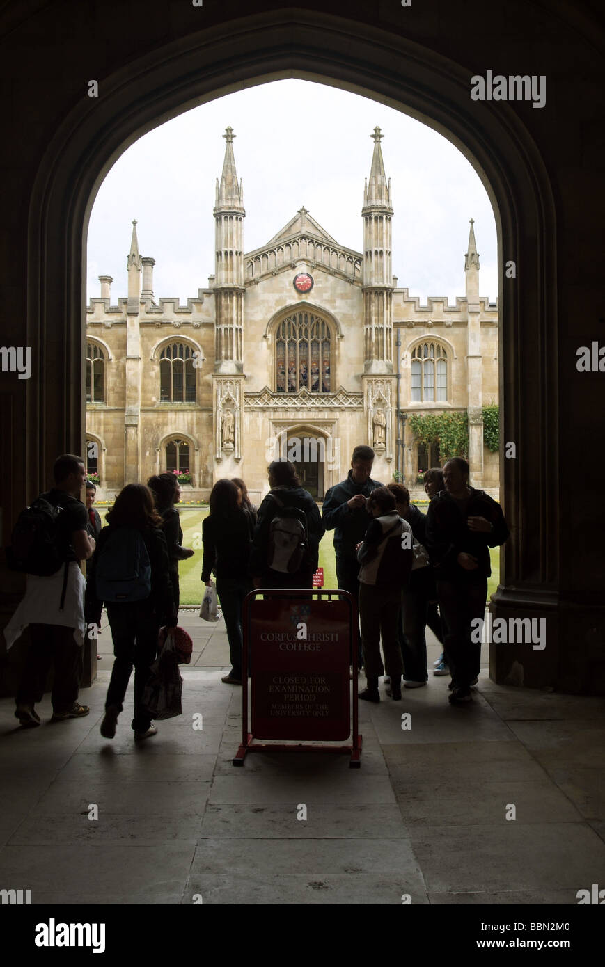 Tourists at Corpus Christi College, Cambridge Stock Photo - Alamy