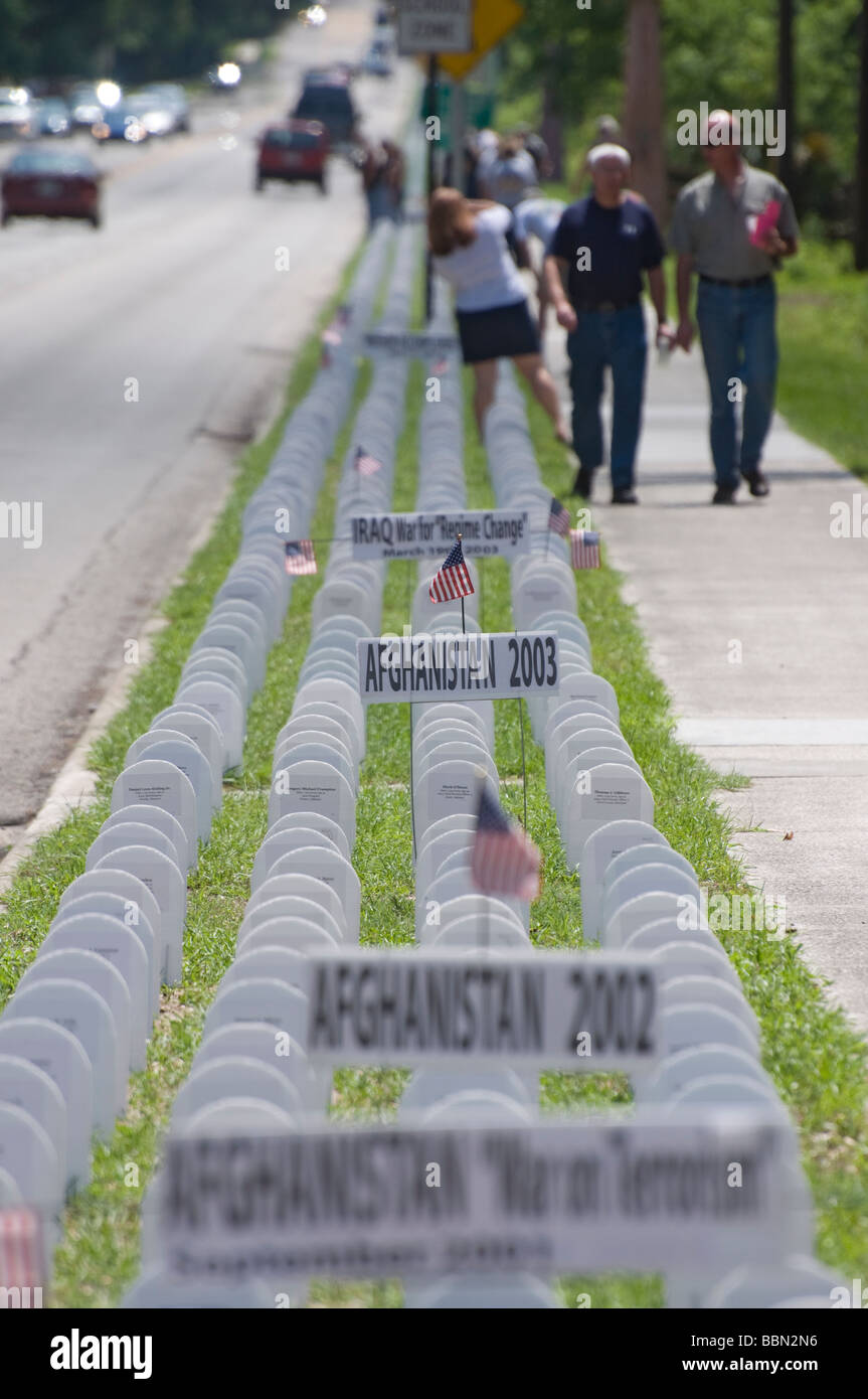 U.S. Memorial Day observance showing headstones representing fallen U.S ...