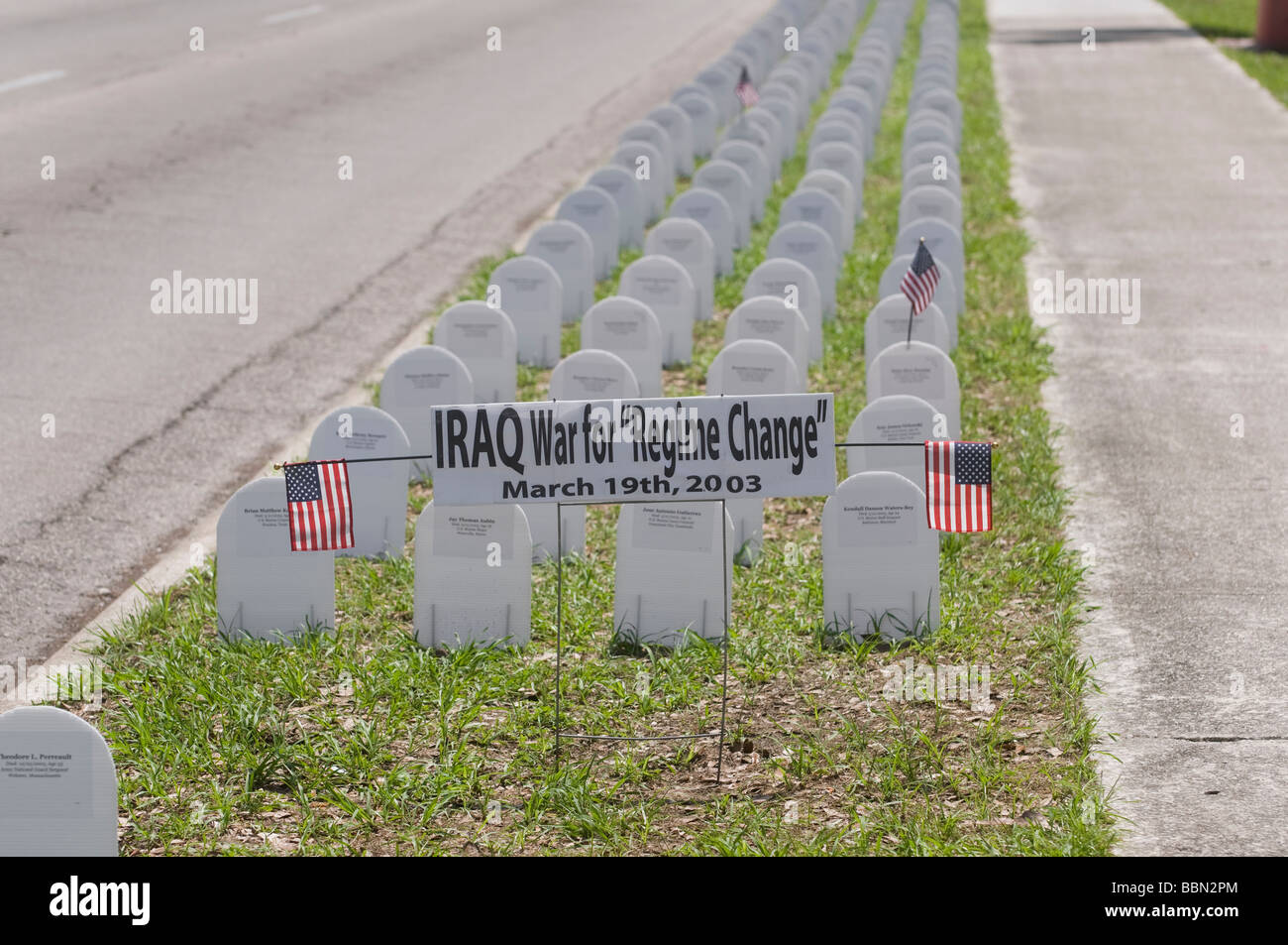 U.S. Memorial Day observance showing headstones representing fallen U.S ...