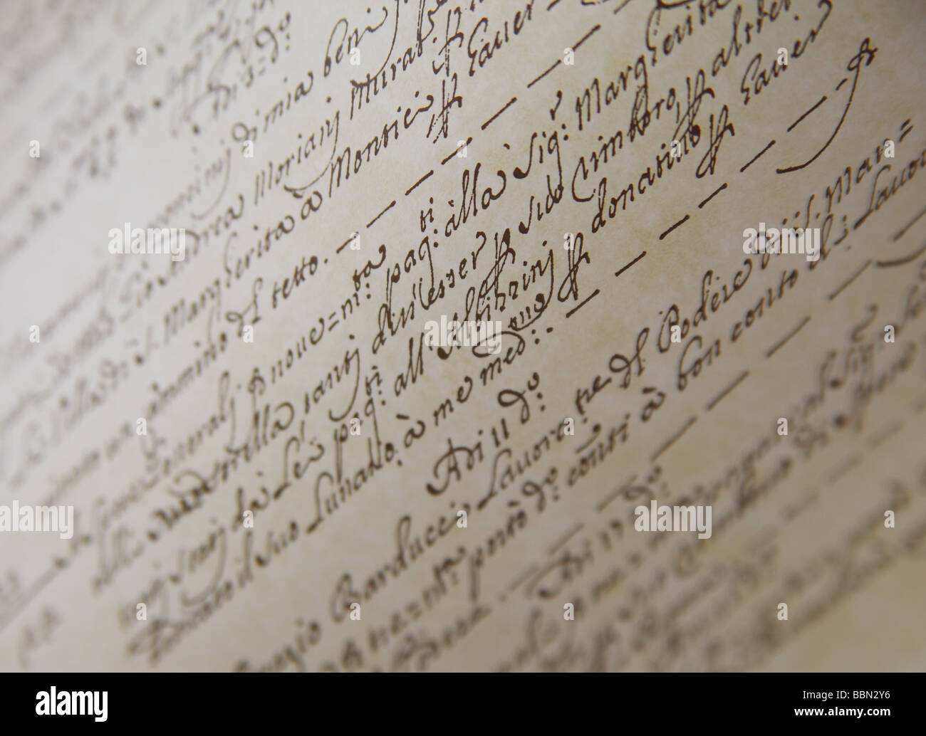old-fashioned script writing Stock Photo - Alamy