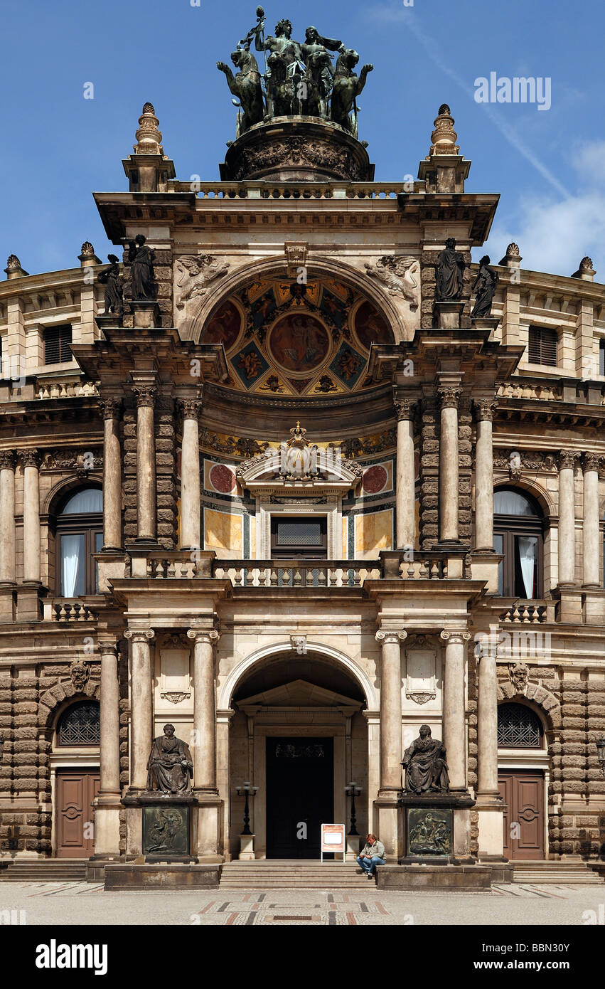 Entrance of the Semper Opera, Dresden, Saxony, Germany, Europe Stock ...