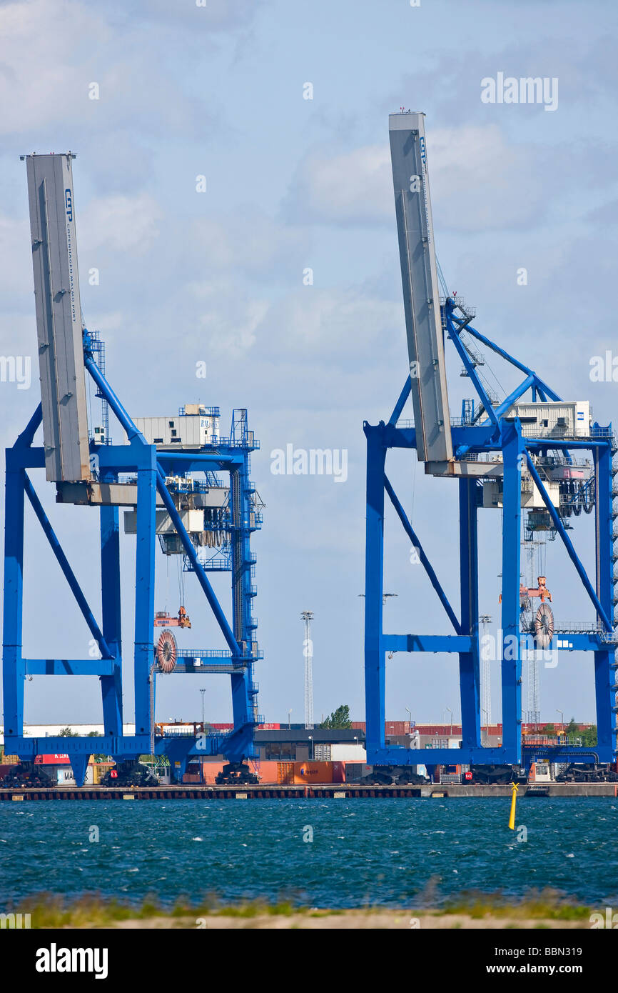 Two giant cranes in Copenhagen harbour, Denmark, Europe Stock Photo - Alamy