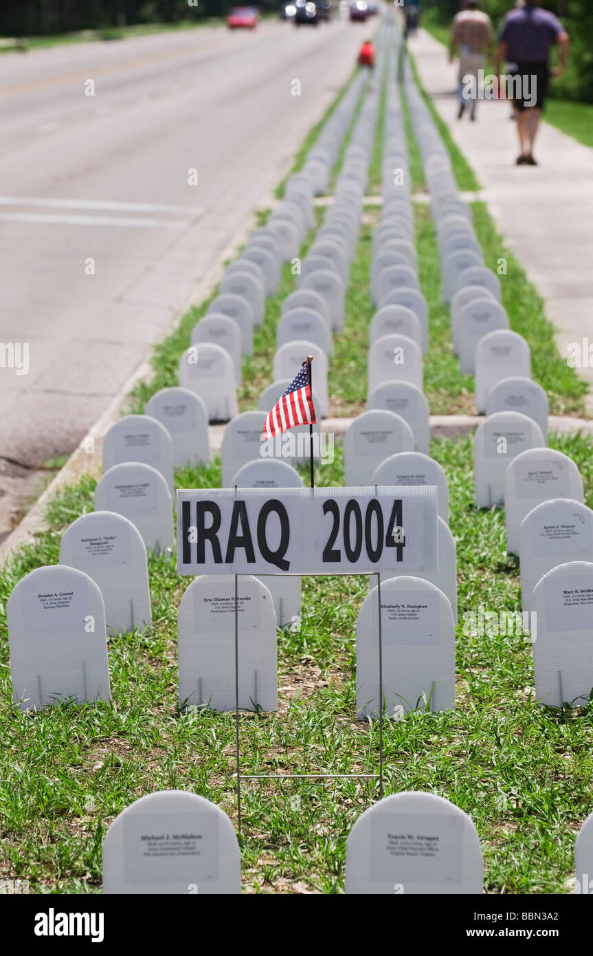 U.S. Memorial Day observance showing headstones representing fallen U.S ...
