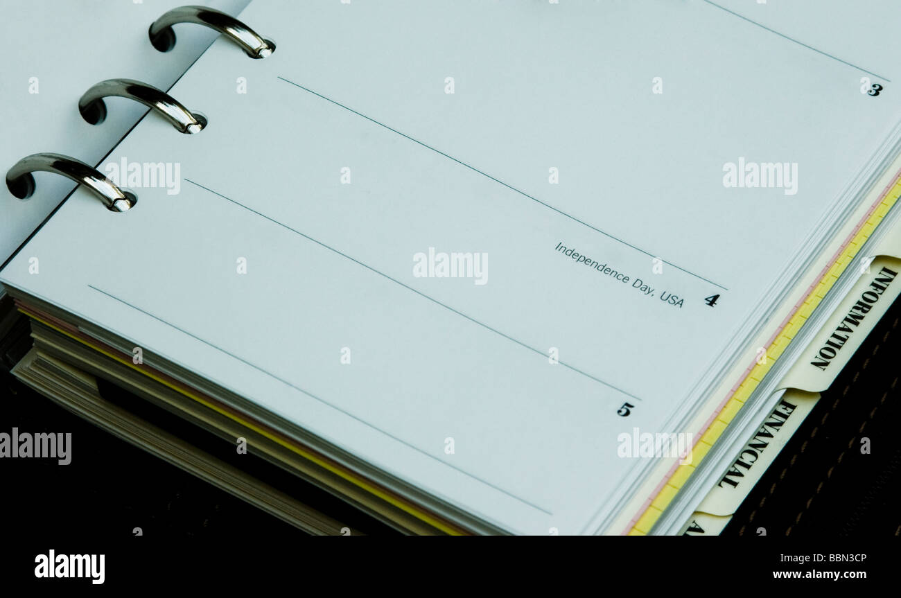 diary page independence day 4th july Stock Photo - Alamy