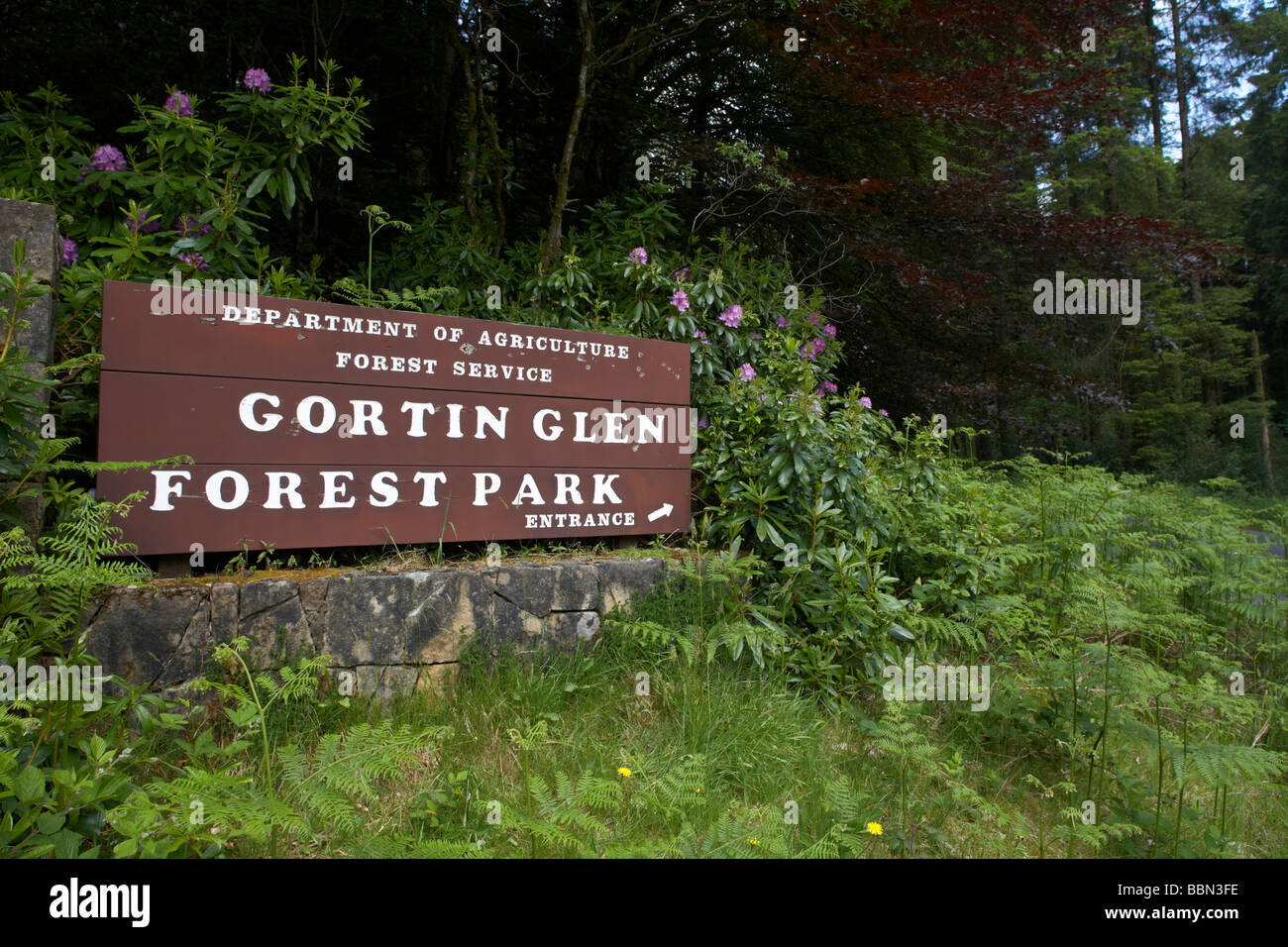 entrance to Gortin Glen forest park in the sperrin mountains county ...