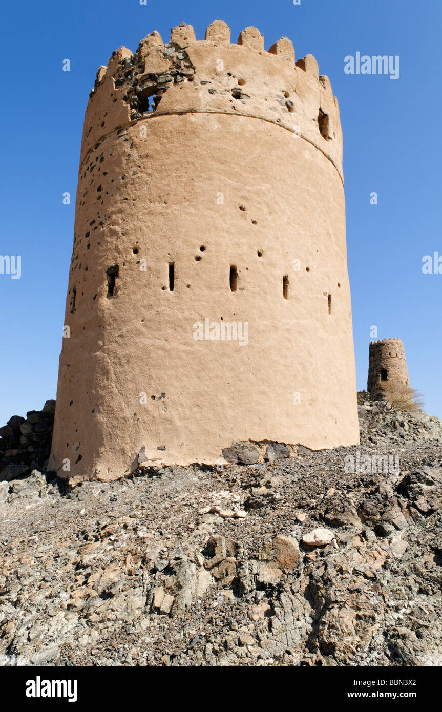 Historic watchtower on a hill over Al Mudaybi, Sharqiya Region ...