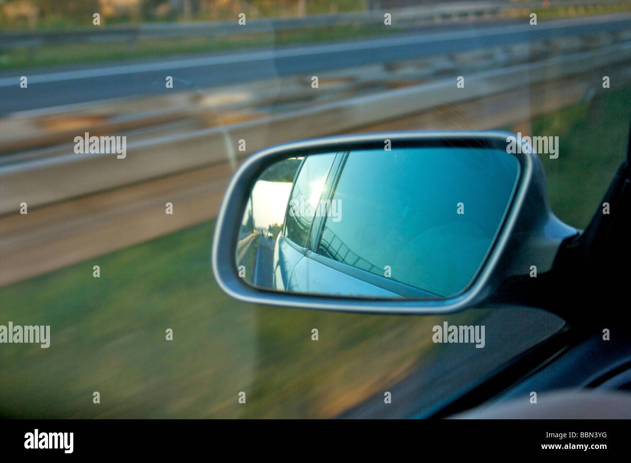 Reflection in a mirror. Transportation, Freeway, Road, Highway ...