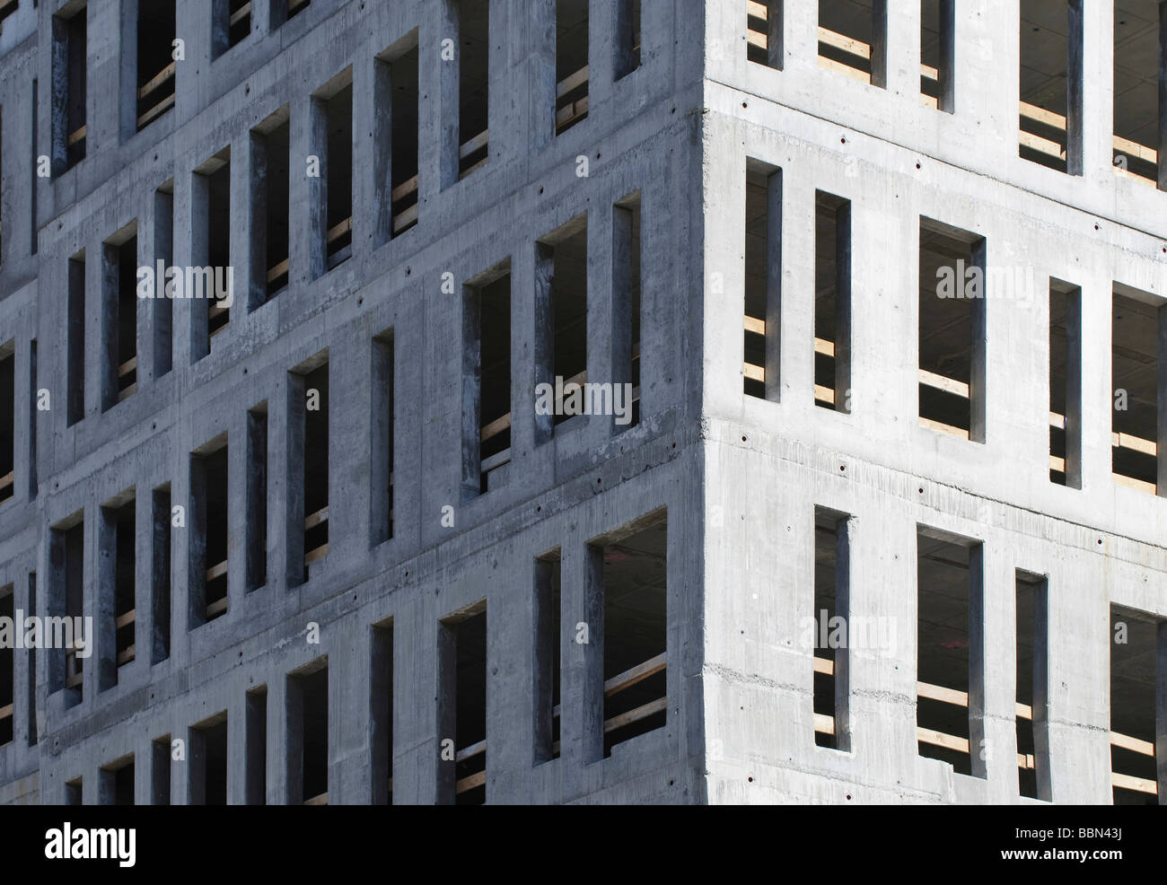 Facade of the building shell of an office building in the Hafencity ...